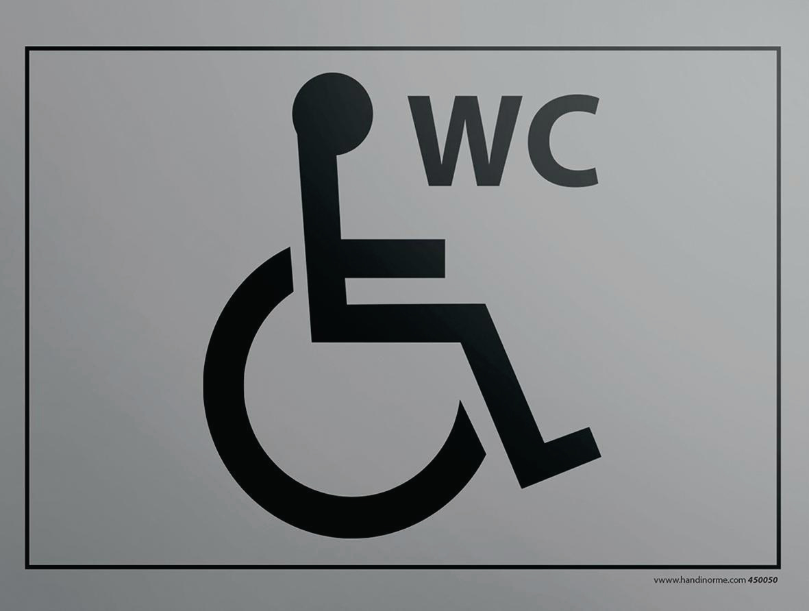 Placa com gravação WC para pessoas com mobilidade reduzida 10 x 14 cm ...