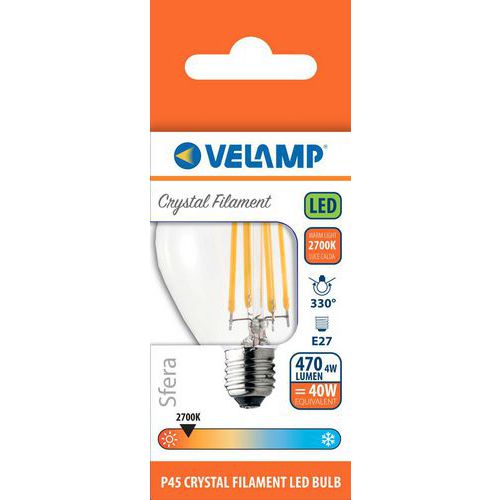 Ampoule à filament LED P45 4W culot E27 - VELAMP - Manutan.pt
