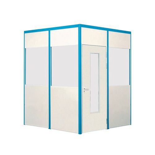 Divisória simples parede em melamina - Painel semividrado (esp. 4 mm ...