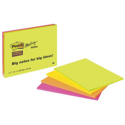 Bloco Meeting Notes de grande formato – cores sortidas – Post-it Super ...