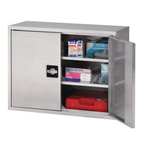 Armário de parede em inox – 2 portas - Manutan.pt