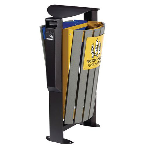 Caixote do lixo para separação - 2 x 60 L e cinzeiro - 1800 beatas ...