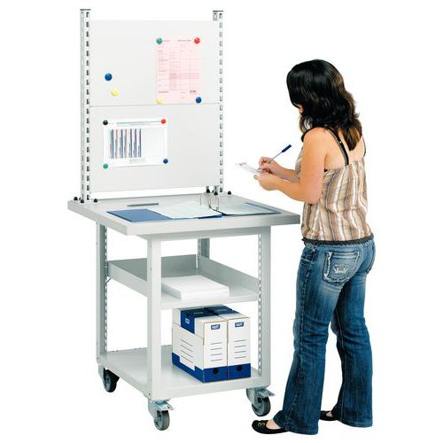 Posto de controlo de qualidade móvel - Com prateleira - Manutan.pt