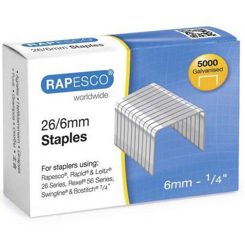 Caixa de 5000 agrafos 26/6 galvanizados para agrafador – Rapesco ...
