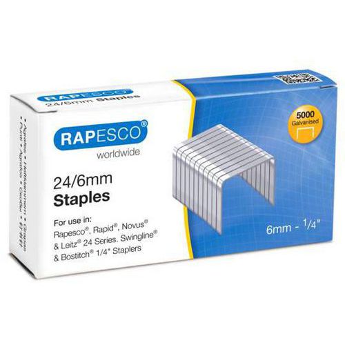 Caixa de 5000 agrafos 24/6 galvanizados para agrafador – Rapesco ...